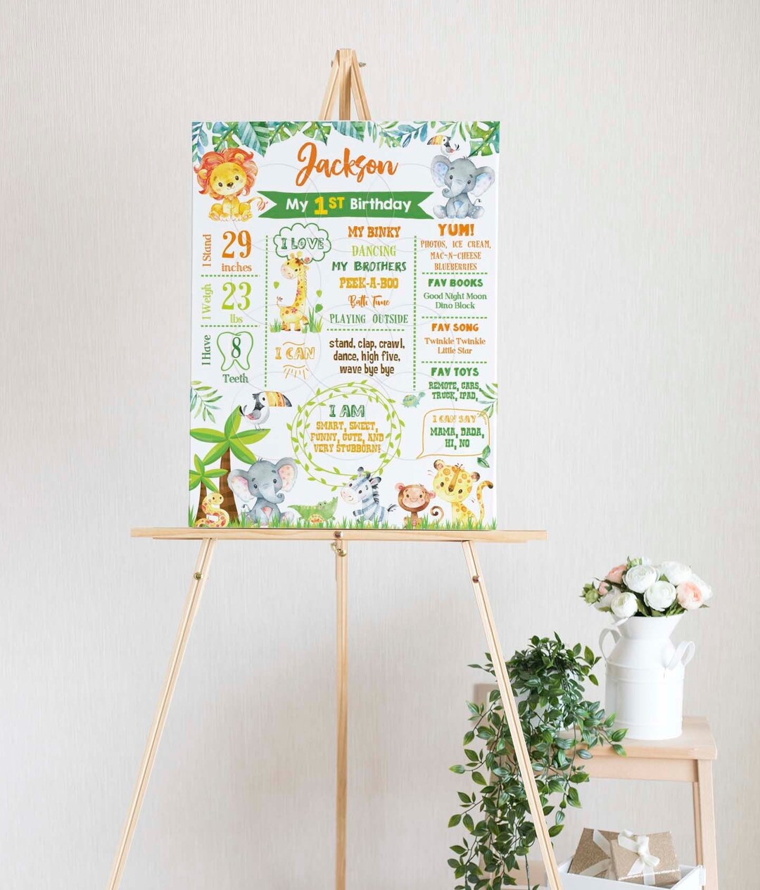 SELF-EDITING Safari Birthday Milestone Poster-safari Party Welcome Sign ...