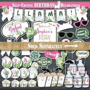 Llama Birthday Invitation-edit W Corjl-llama Fun-cactus Birthday-cactus ...