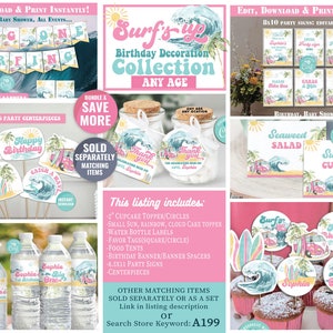 The BIG ONE Party Welcome Sign-corjl-pink Surf's up Birthday-pool-beach ...