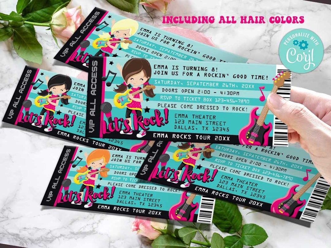 New Rock Star Party Invitation-self-edit W Corjl-rock Star Birthday ...