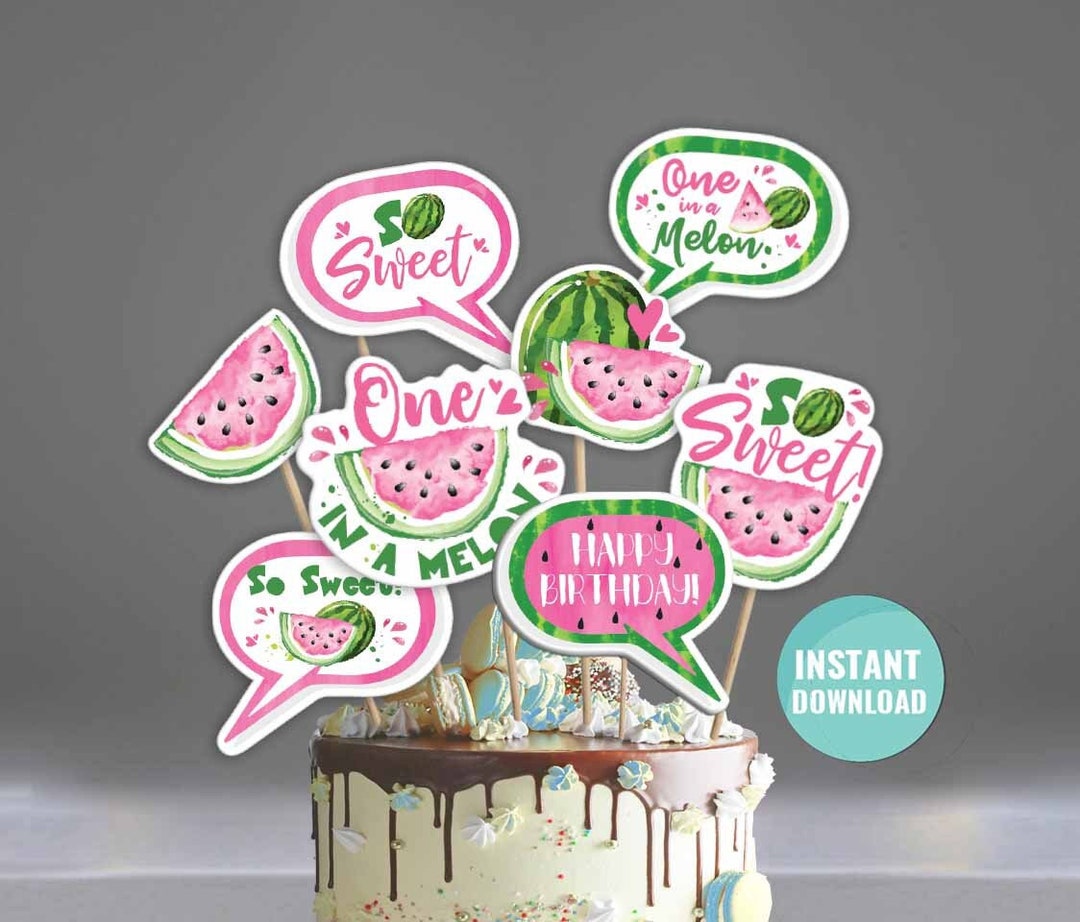 Watermelon Birthday Centerpieces-instant Download-watermelon Party Cake ...