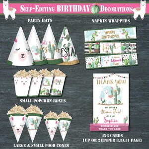 SELF-EDITING Llama Birthday Decorations-llama Party-a Whole Llama Fun ...