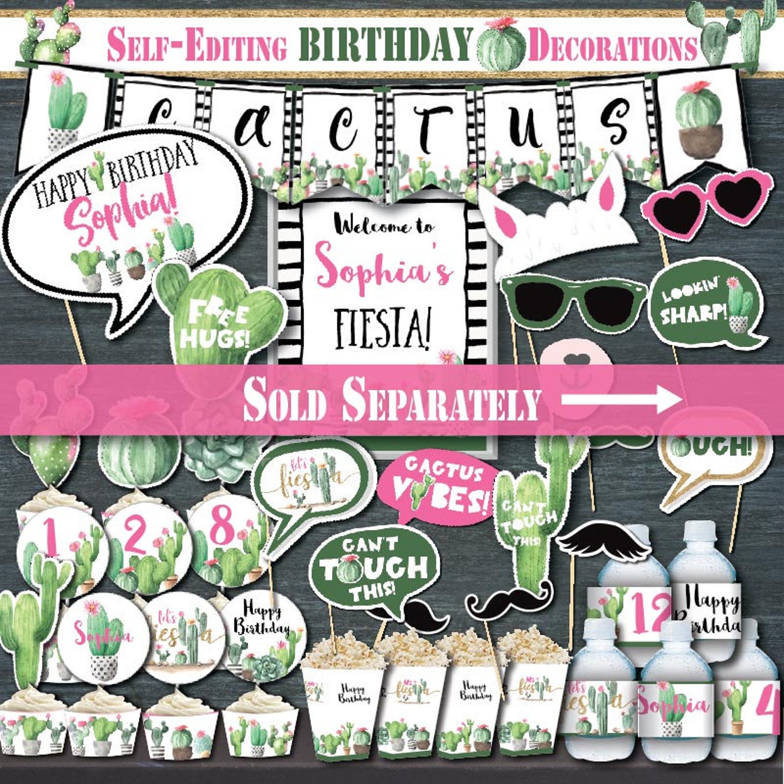 PRINTABLE Cactus Party Photo Booth-fiesta Birthday-cactus Baby | Etsy