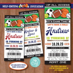 All Star Sport Birthday Invitation-self Edit Corjl-sport Invitation-all ...