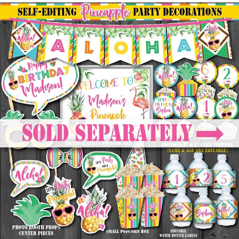 Pineapple Birthday Invitation-self Edit Corjl-pineapple Party Invite ...
