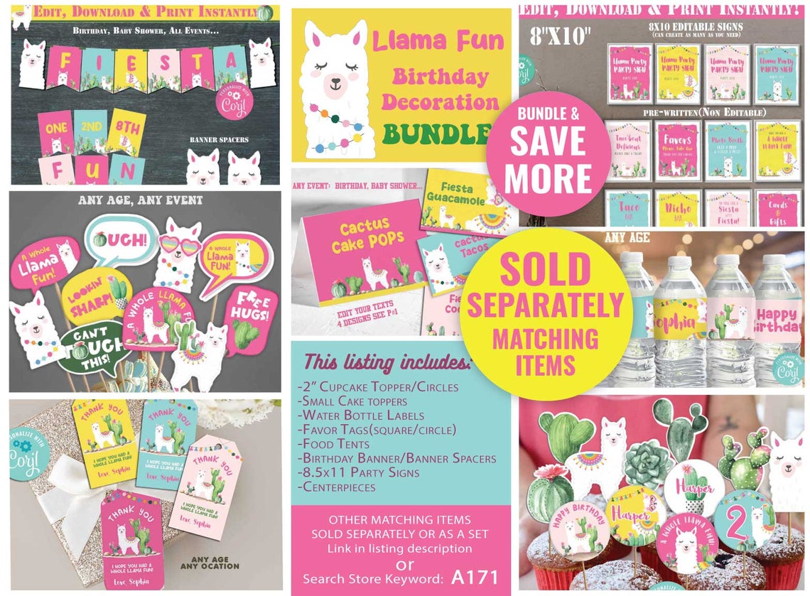 Llama Birthday Milestone Poster-edit W Corjl-llama Party Chalkboard ...