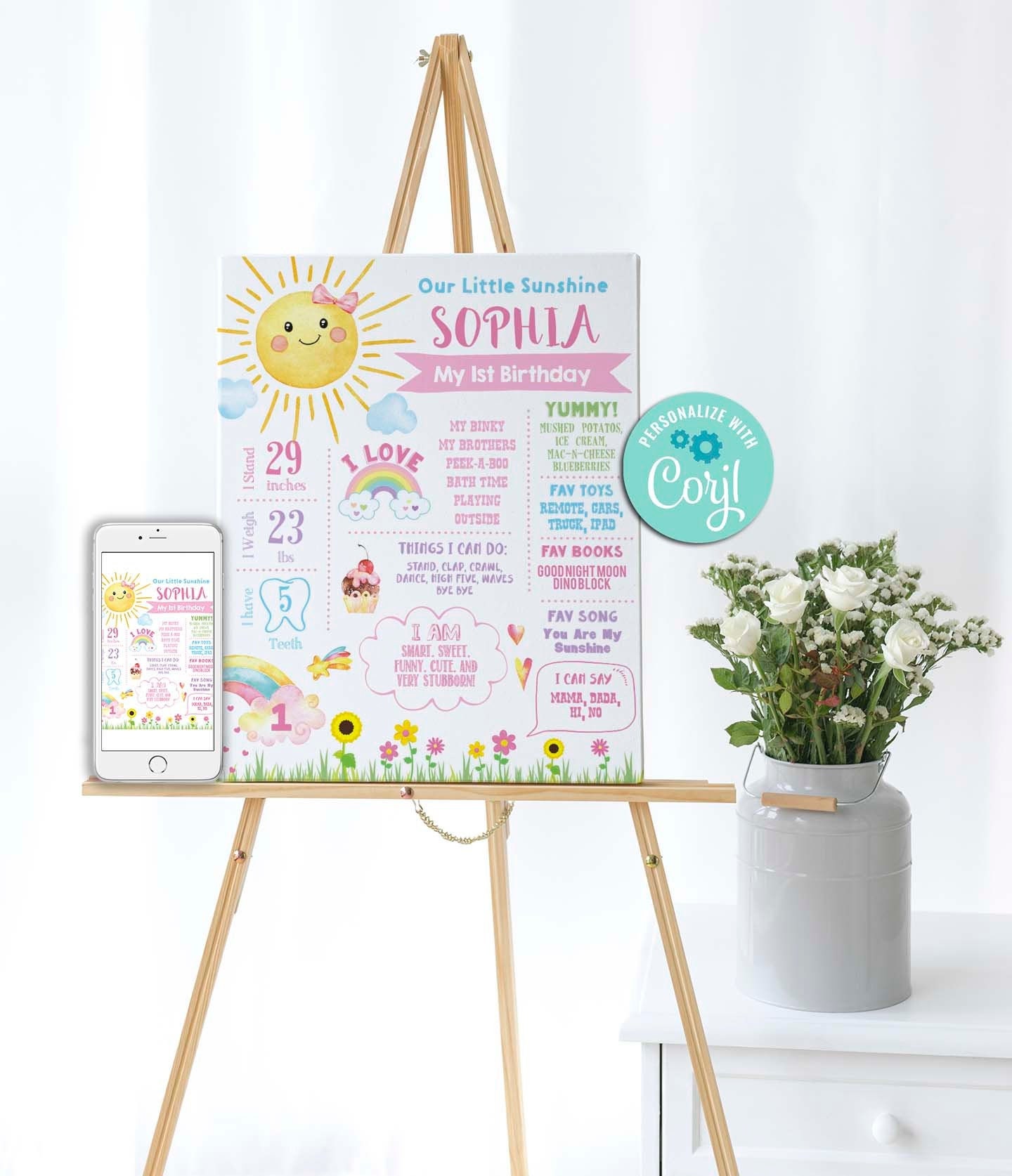 Sunshine Milestone Chalkboard-self Edit W Corjl-sunshine Birthday-you ...