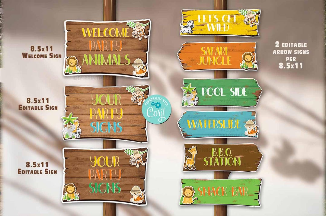 Safari Party Signs-corjl-safari Birthday Party Wood Sign Decoration ...