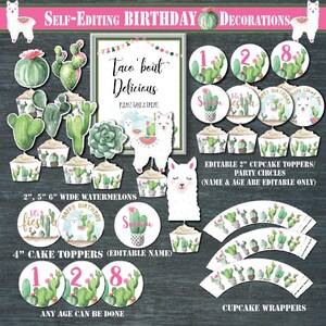 SELF-EDITING Llama Birthday Decorations-llama Party-a Whole Llama Fun ...