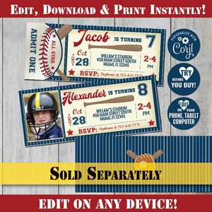 All Star Baseball Birthday Invitation-self Edit W Corjl-baseball ...