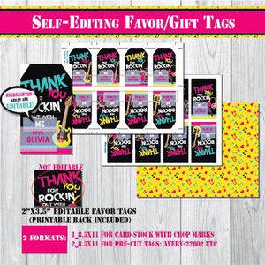 Rock Star Party Favor Tags-instant Download Self-editing Printable Rock ...