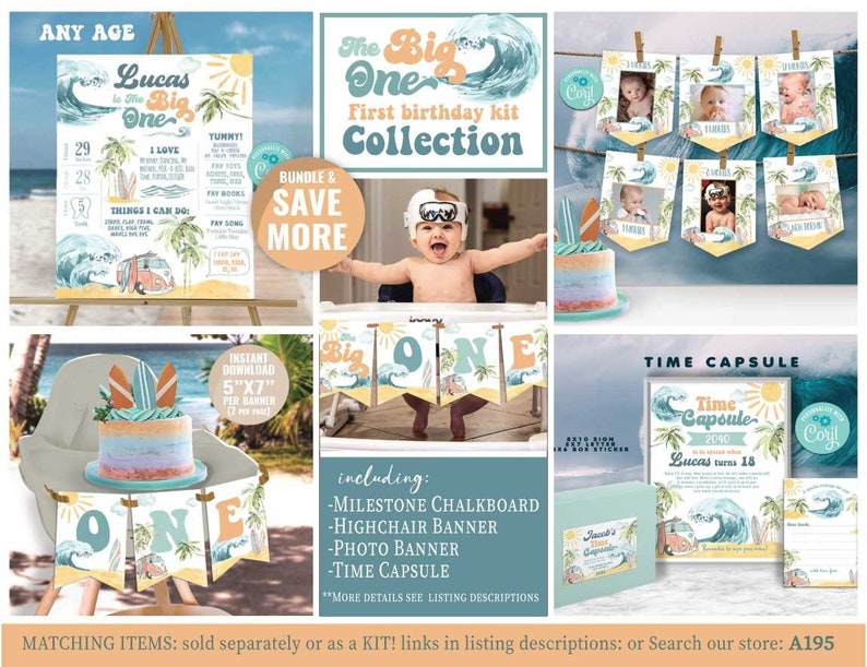 The BIG ONE First Birthday Decoration Kit-self Edit W - Etsy