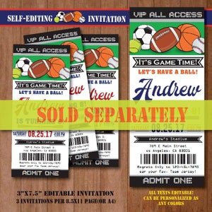 All Star Sport Birthday Favor Tags-self-editing Sport Thank You Tags ...