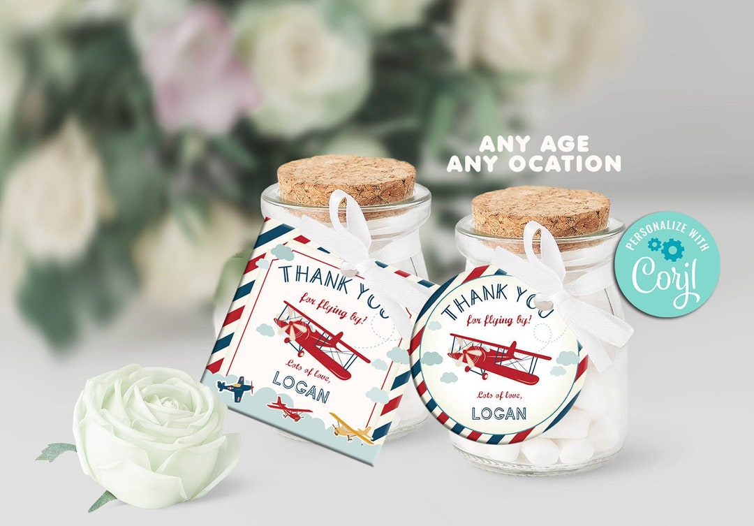 Vintage Airplane Party Favor Tags-corjl-airplane Birthday Party Thank ...