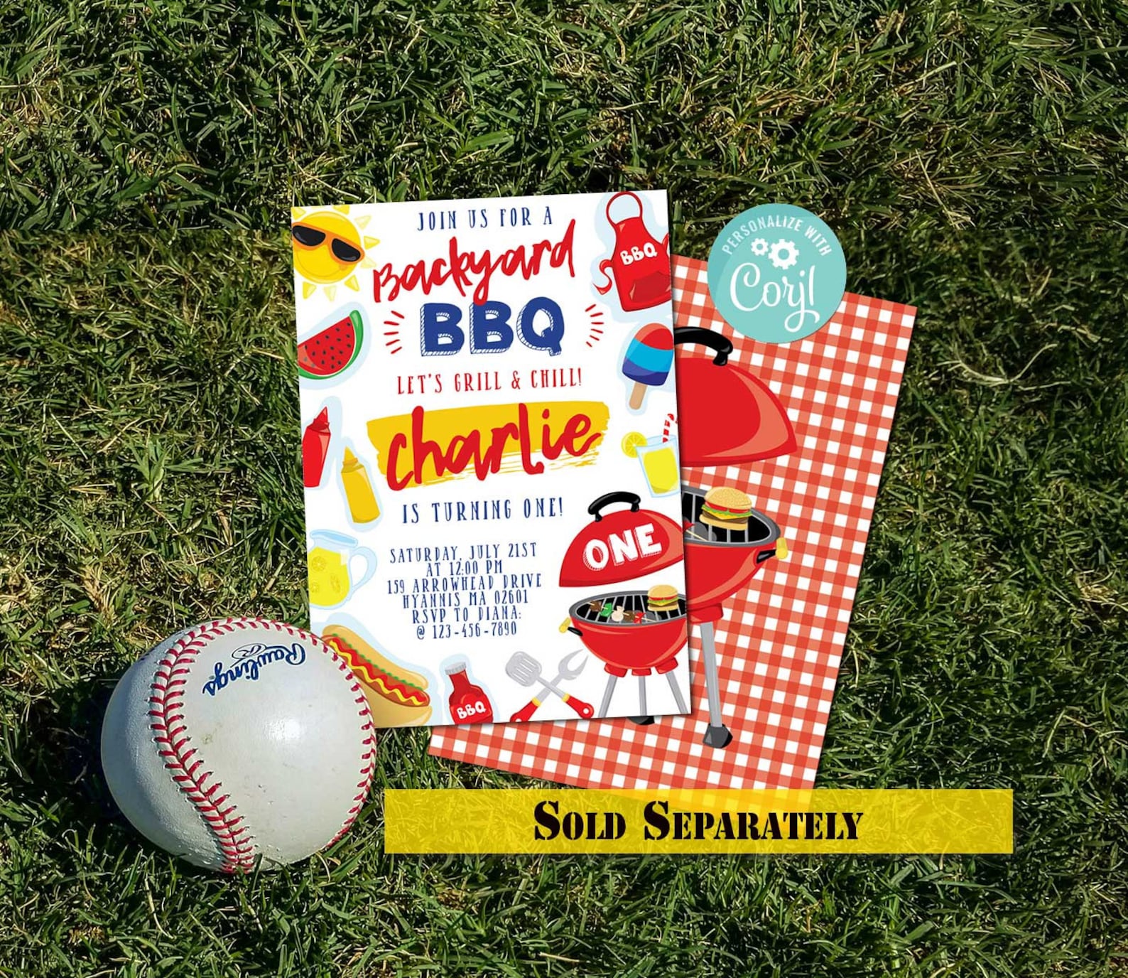 BBQ First Birthday Decoration Kit-self Edit W Corjl-milestone ...