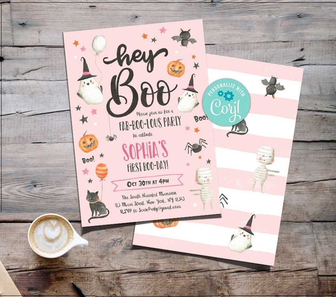 Halloween Boo Bash Invitation-self Edit W Corjl-halloween Party Invite ...
