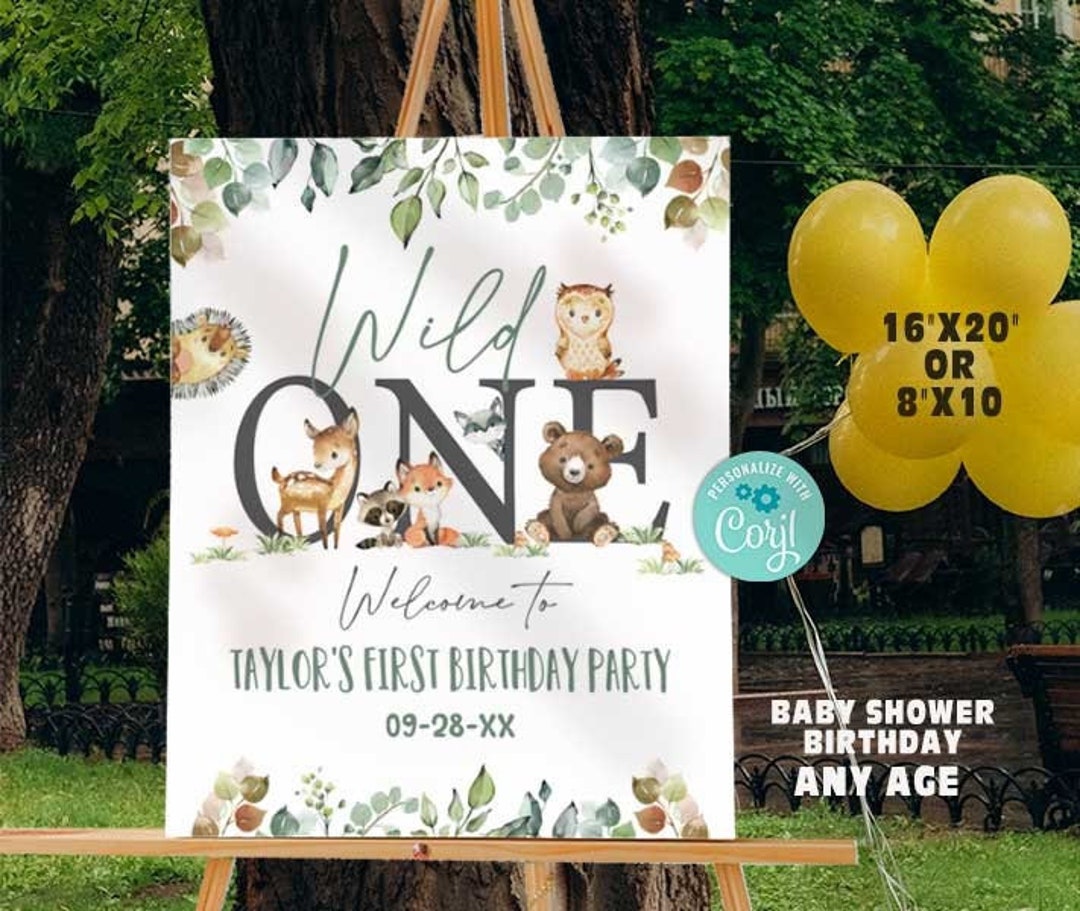 Woodland Party Welcome Sign-self-editing W Corjl-woodland Birthday-baby ...