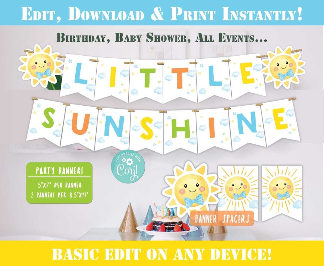 Sunshine Party Banners-self Edit W Corjl-sun Shine Party-you Are My ...