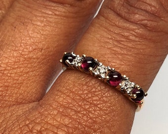 Garnet diamond ring | Etsy