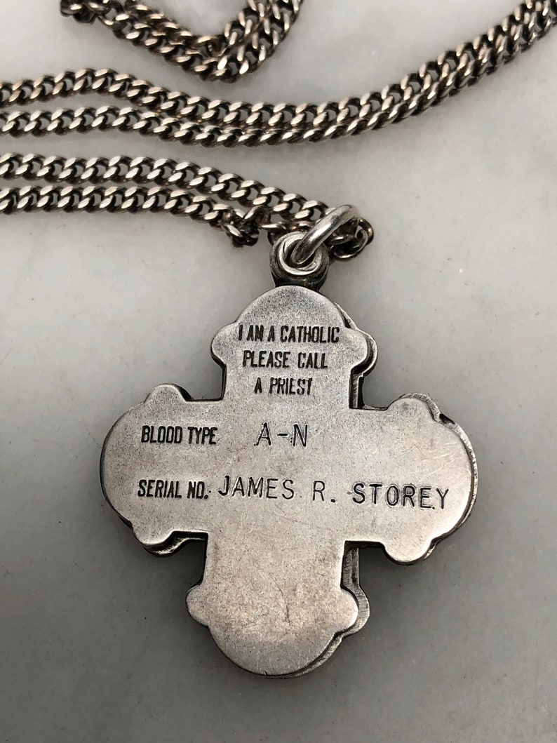 Sliding Catholic ID Cross on Continuous Chain Sterling | Etsy