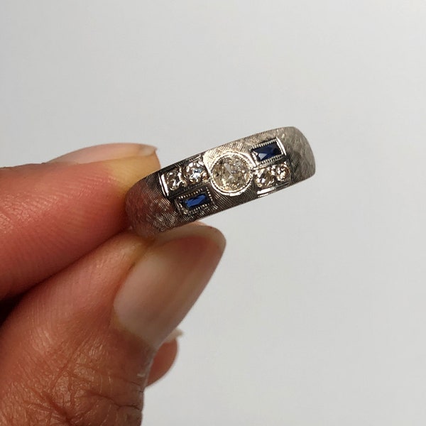 White Gold Diamond Inset Ring - Etsy