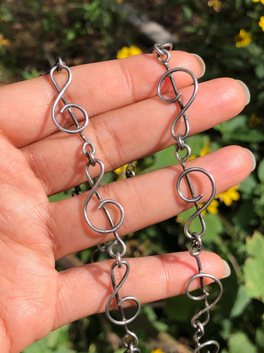 Treble Clef Music Notes Handmade Chain Necklace, Sterling Silver ...