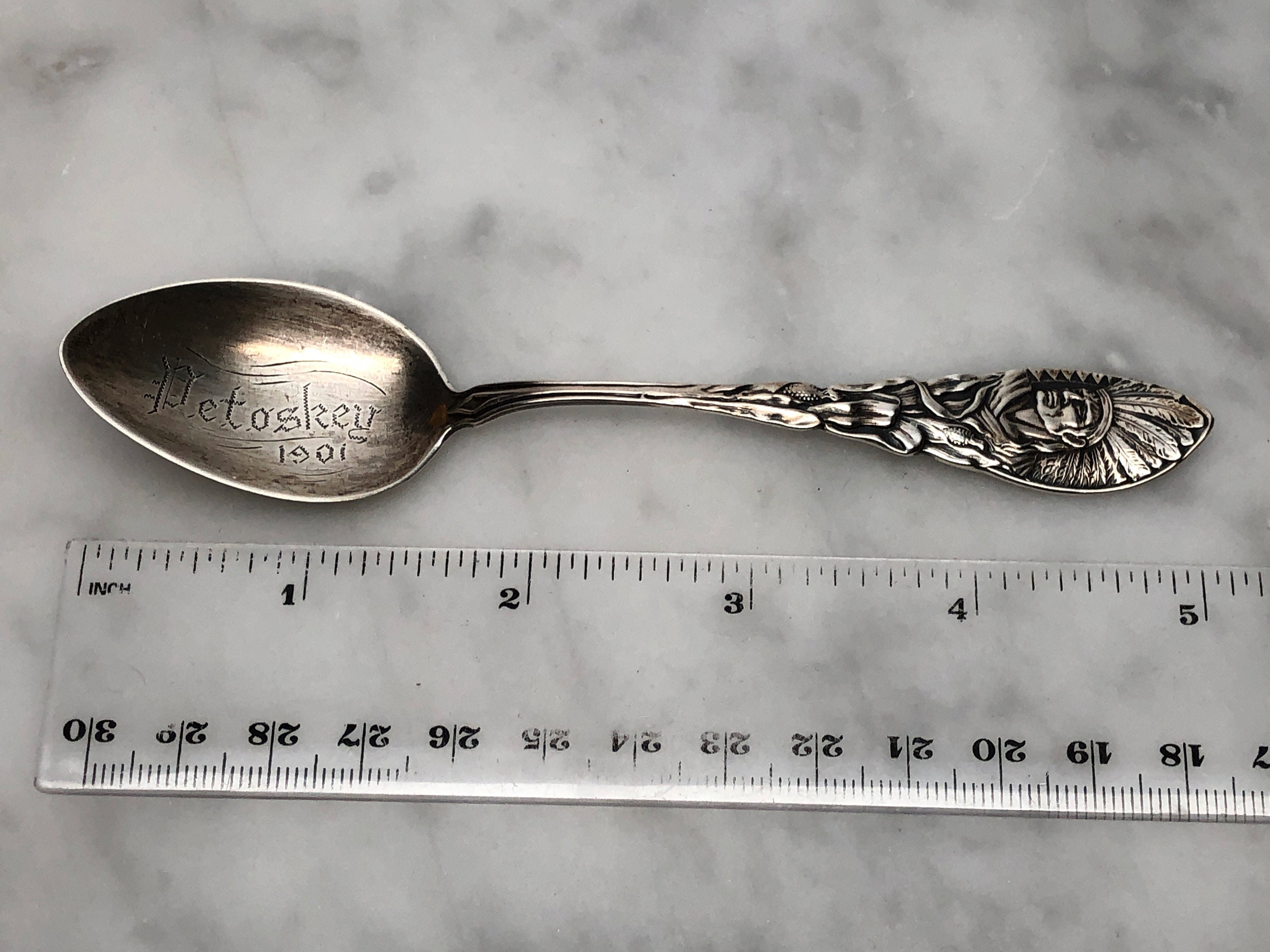 Indian Head Souvenir Tea Spoon Petosky Sterling Silver 5 | Etsy