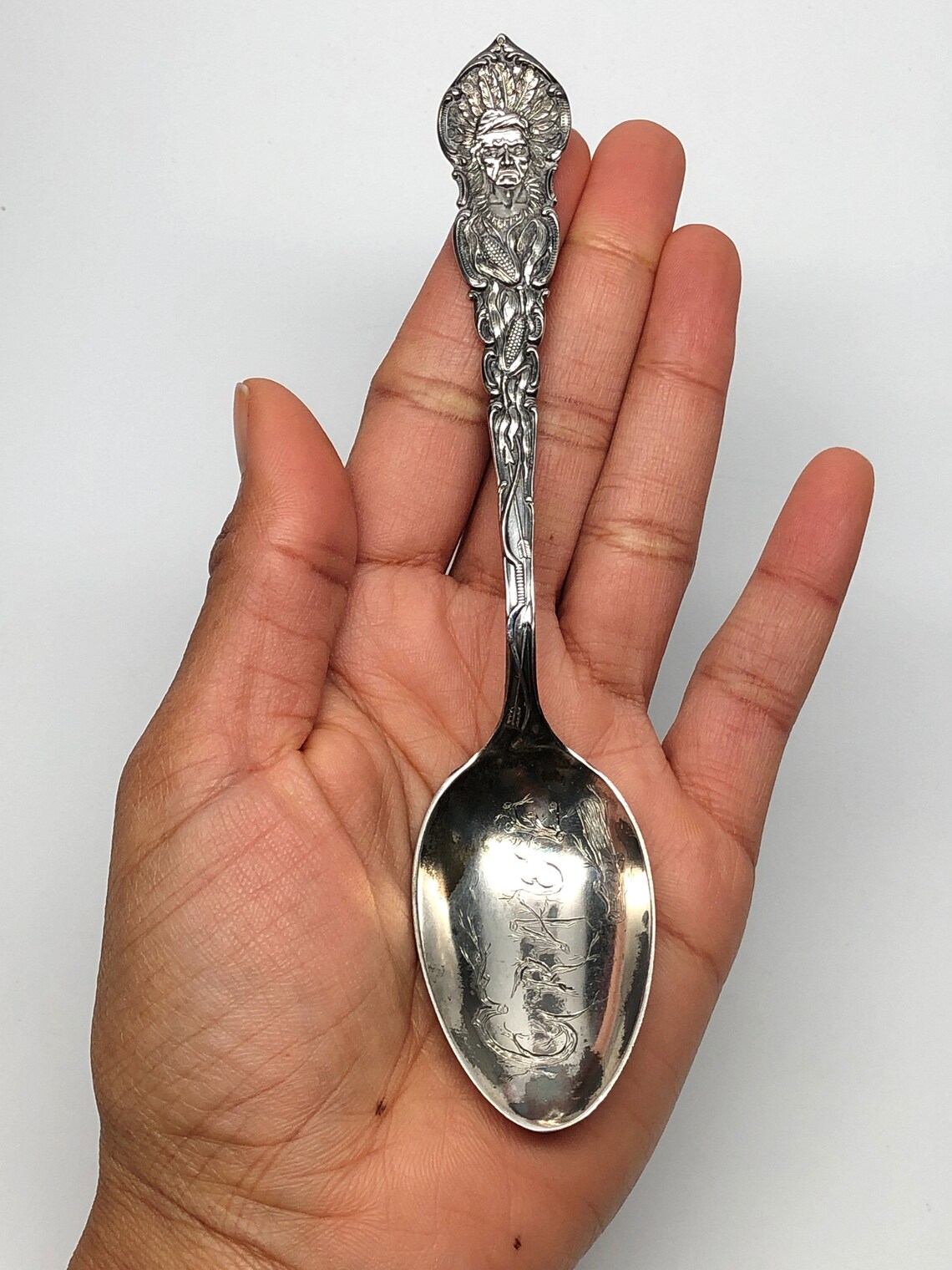 Indian Head Souvenir Tea Spoon Sterling Silver 5 inches | Etsy