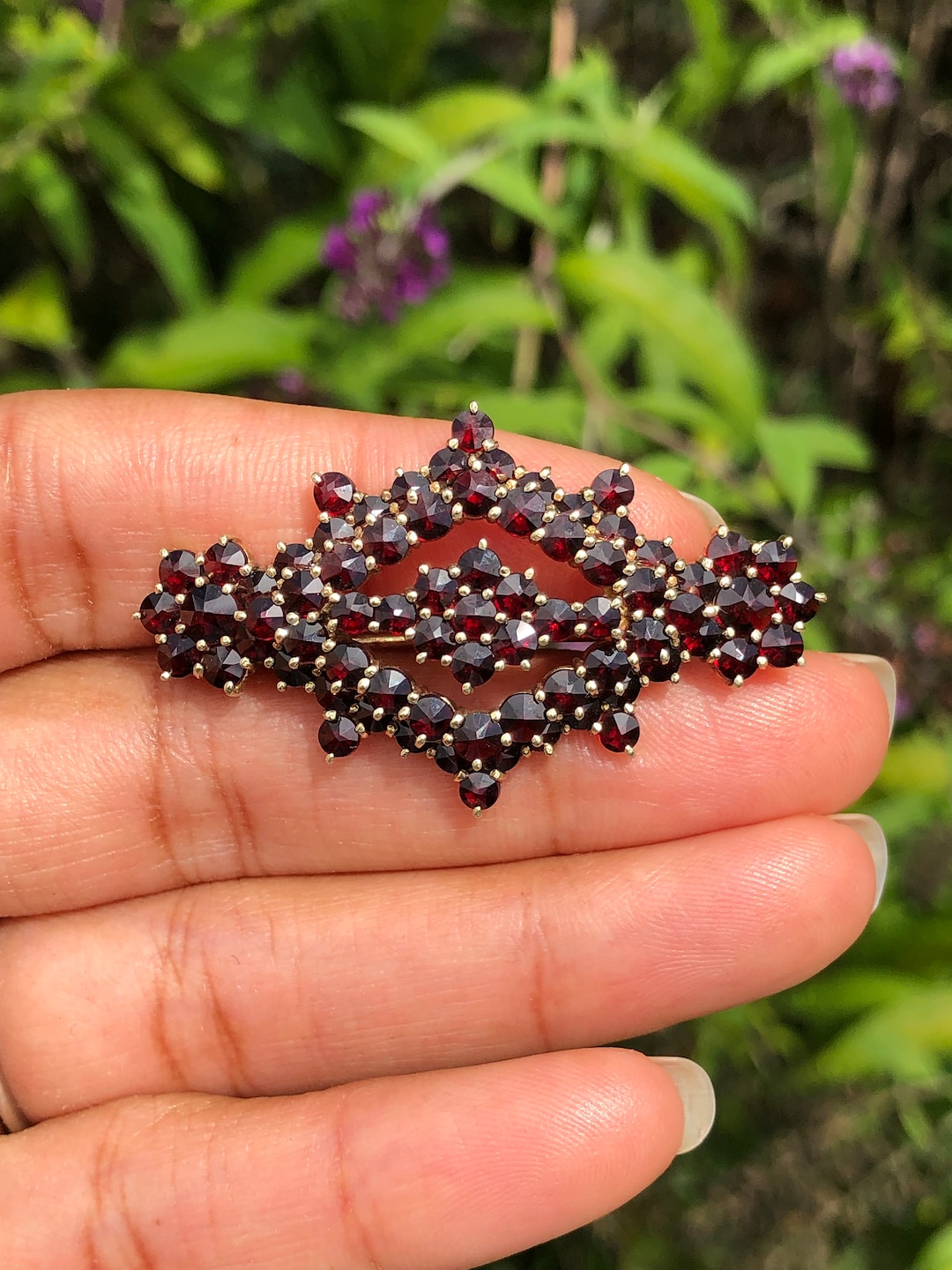 14k Garnet Cluster Brooch, 10 Grams, 1 7/8 Inches Wide, Vintage #BP970 ...