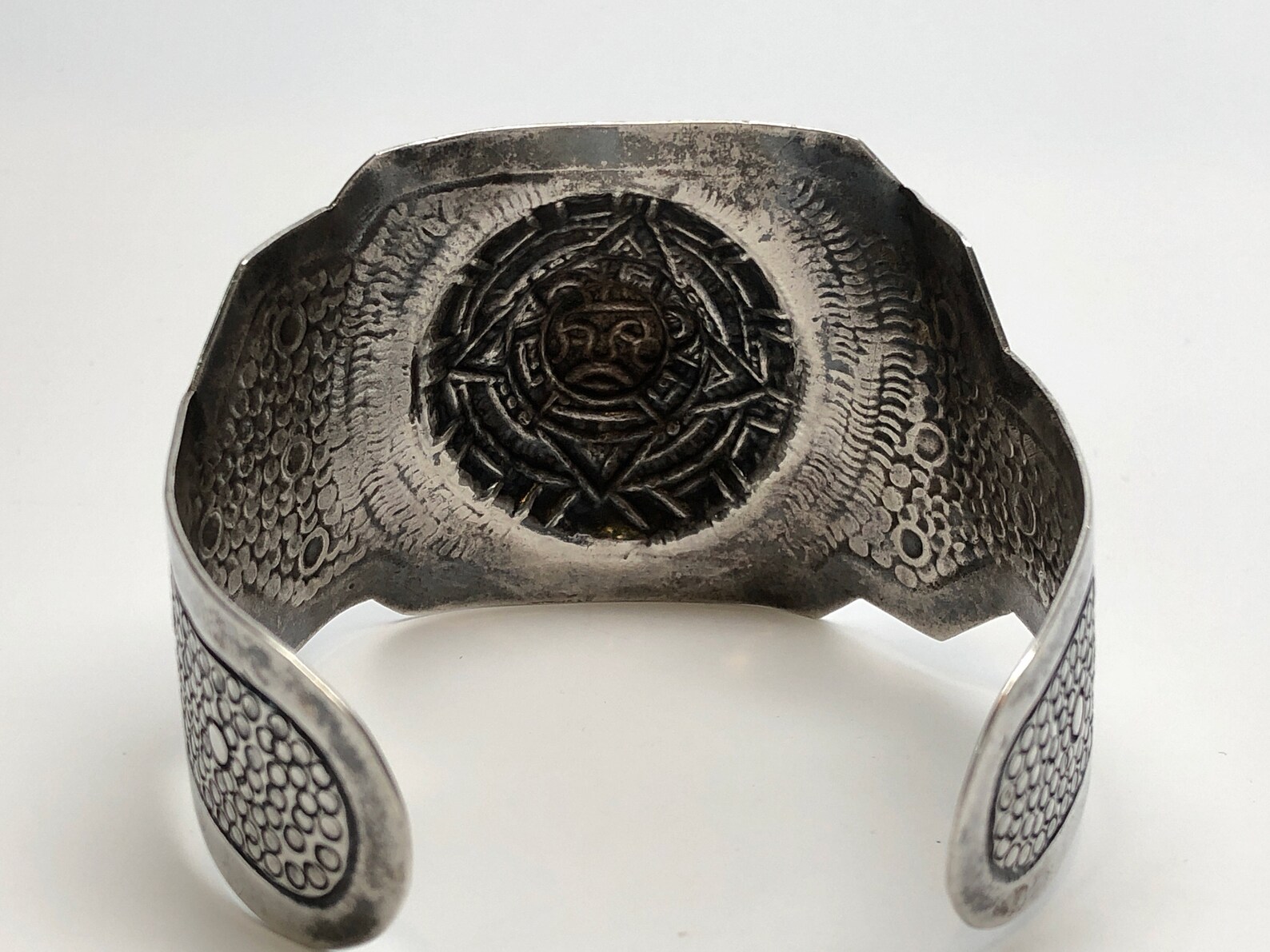 Handmade Aztec Calendar Cuff Bracelet Stamped Etched - Etsy
