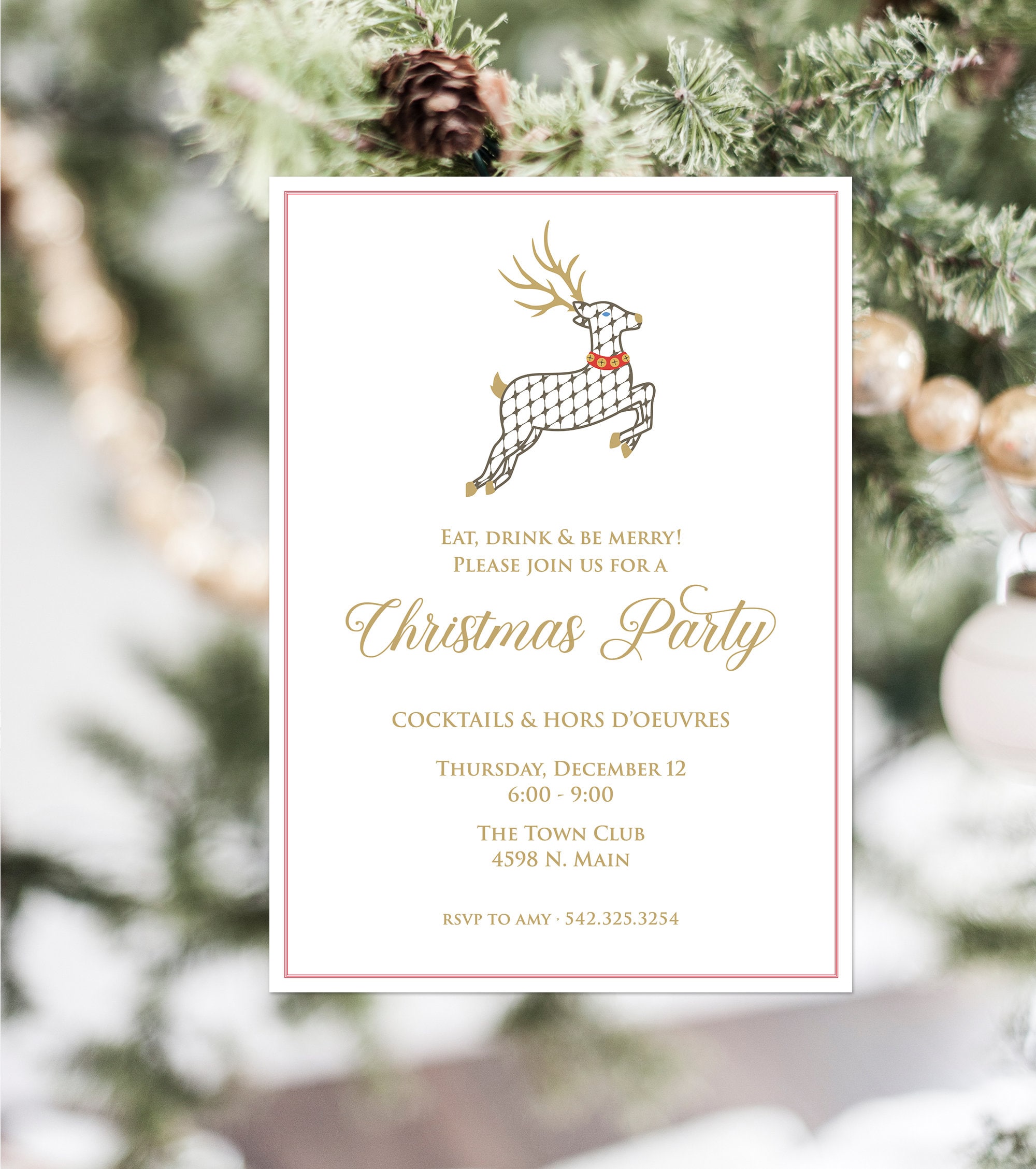 Formal Christmas Party Invitation, Holiday Cocktail Party Invitation ...