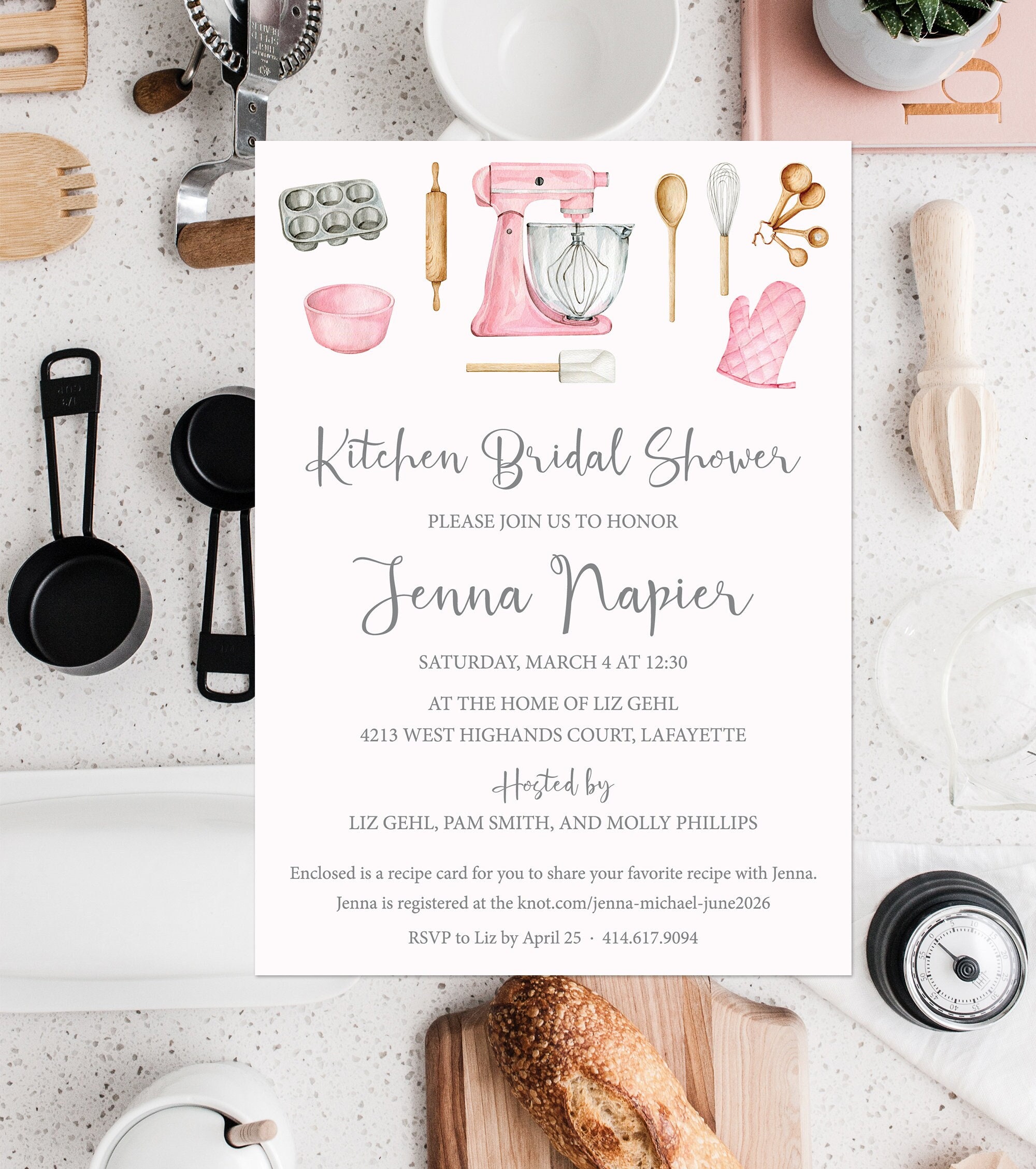 Kitchen Shower Invitation, Kitchen Bridal Shower Invitation, Printed ...