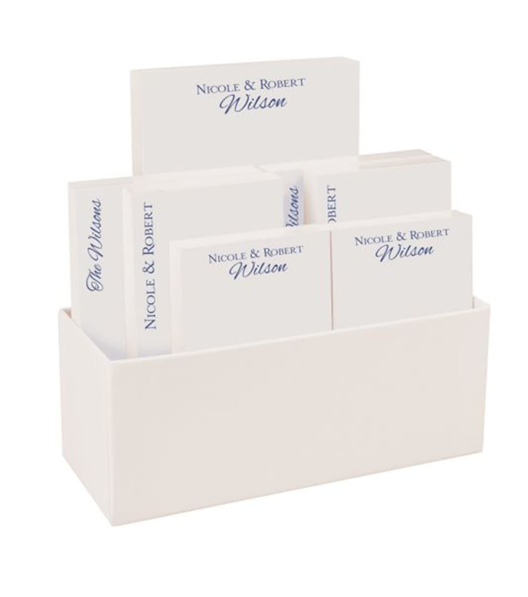 Personalized Notepad Set With Linen Holder: Couples Stationery Gift ...