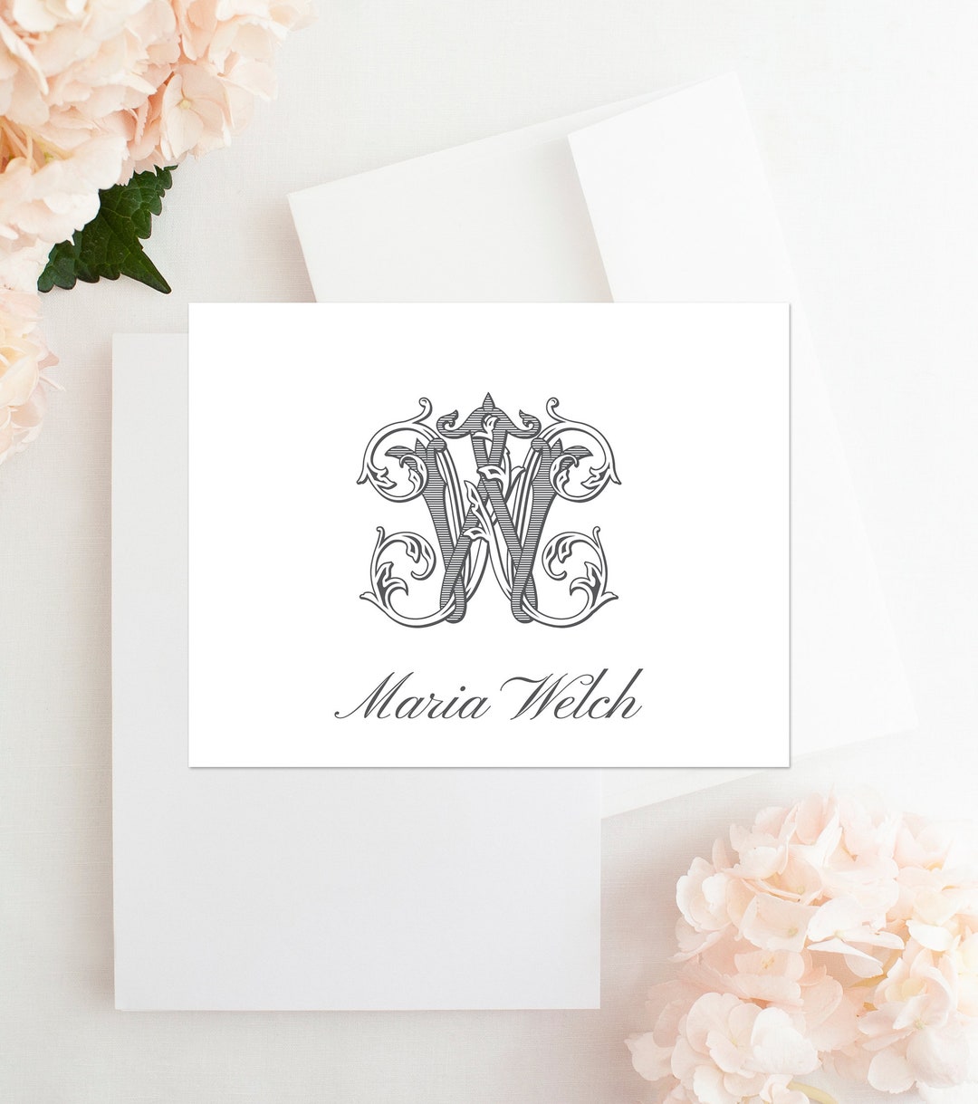 Initial Note Cards, Vintage Initial Note Cards, Personalized Stationery ...