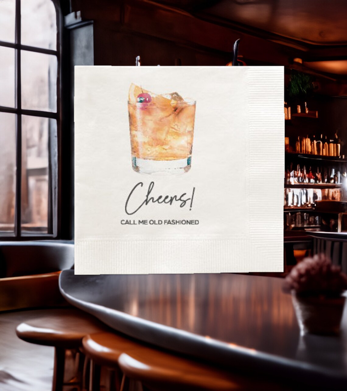 Old Fashioned Personalized Cocktail Napkins, Old Fashioned Bar Napkins ...