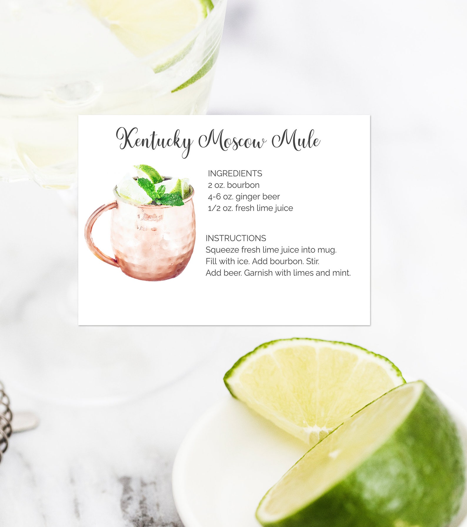 Editable Moscow Mule Recipe Card, Editable Cocktail Recipe Card, Stock ...