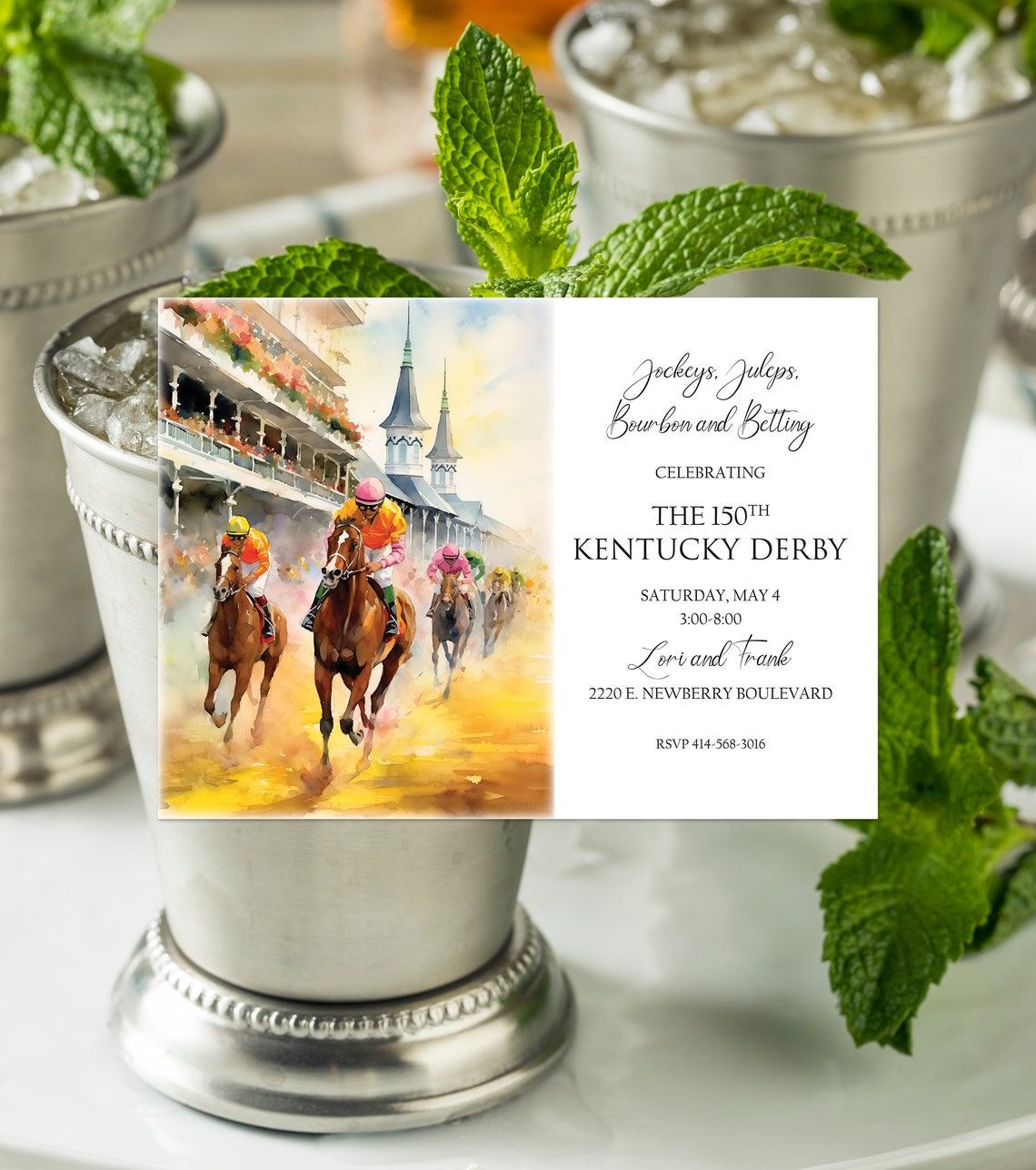 150th Kentucky Derby Party Invitation, Printed Derby Party Invite ...
