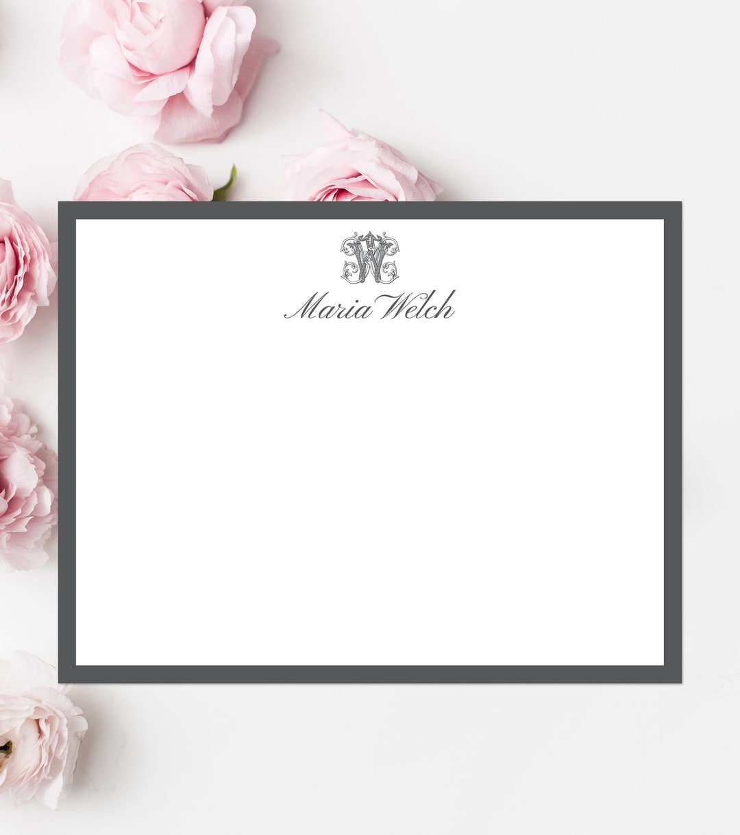 Formal Note Cards Personalized Stationery Initial Monogram - Etsy