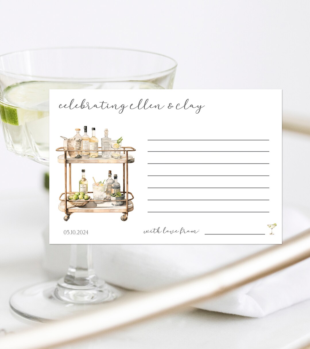 Stock the Bar Recipe Cards, Personalized Recipe Cards, Couples Shower ...