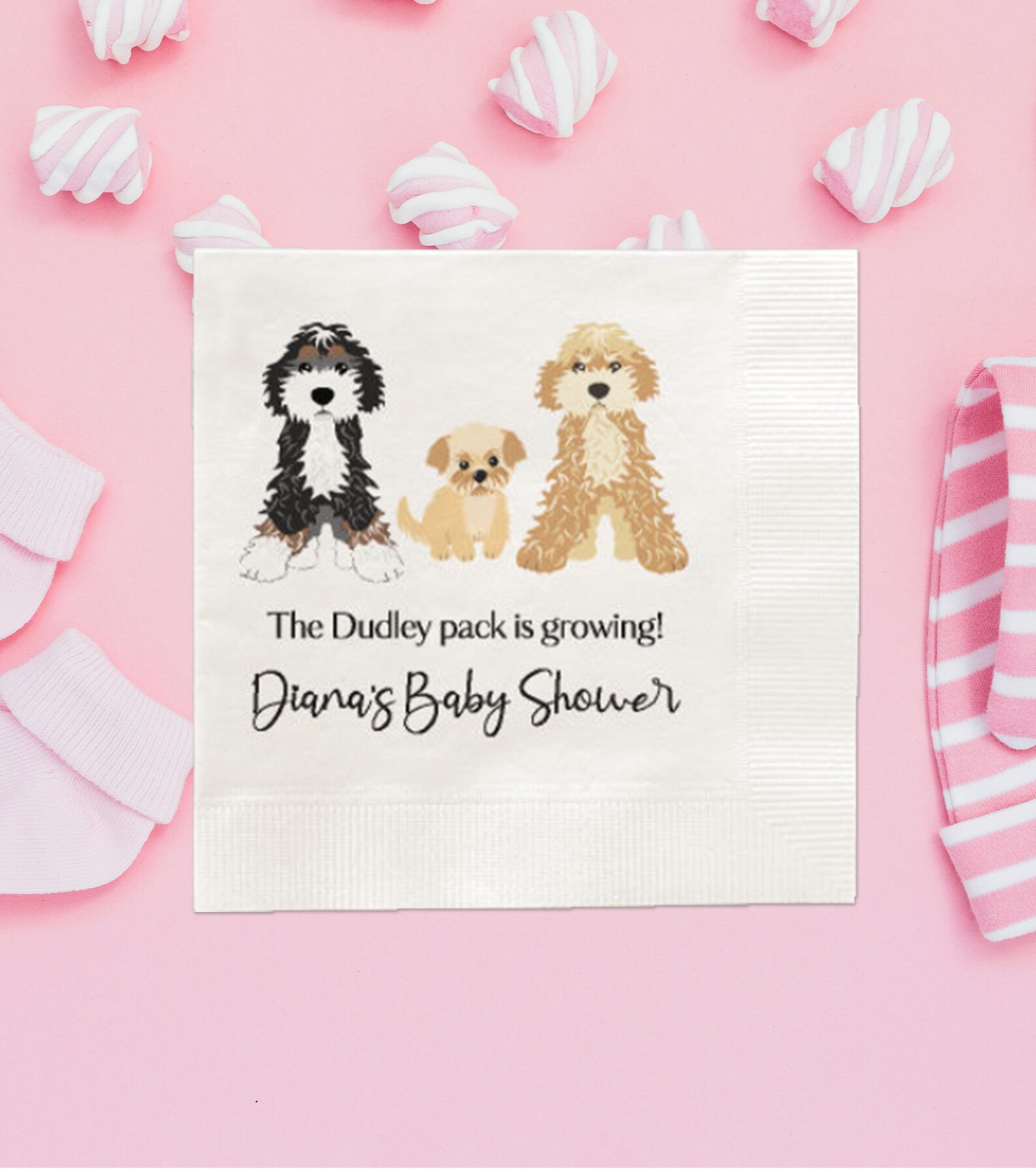 Puppy Baby Shower Personalized Napkins, 100 Personalized Baby Shower ...
