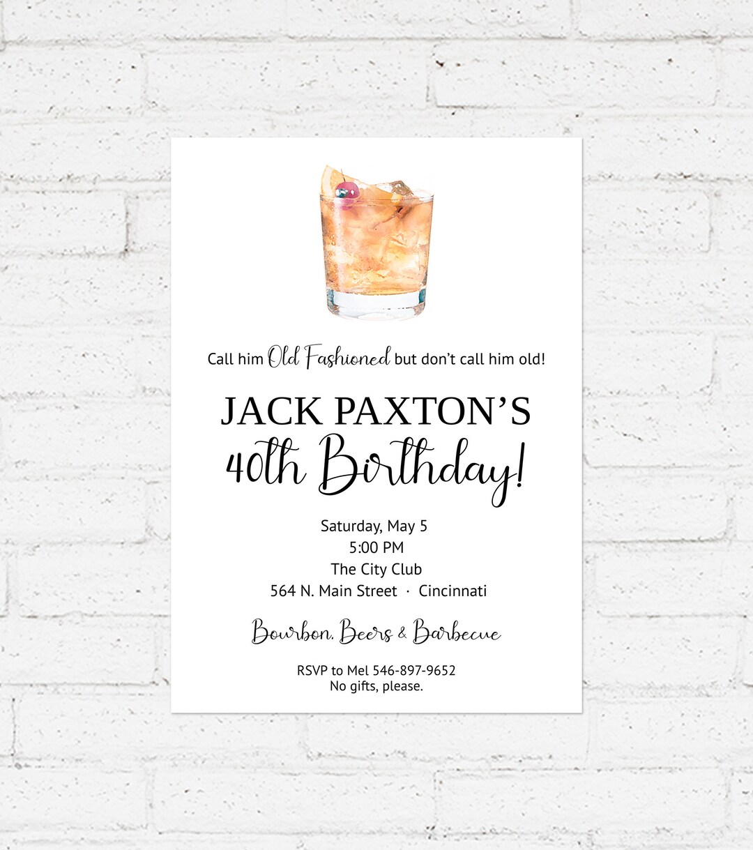 Editable Old Fashioned Party Invitation, Print at Home, Old Fashioned ...
