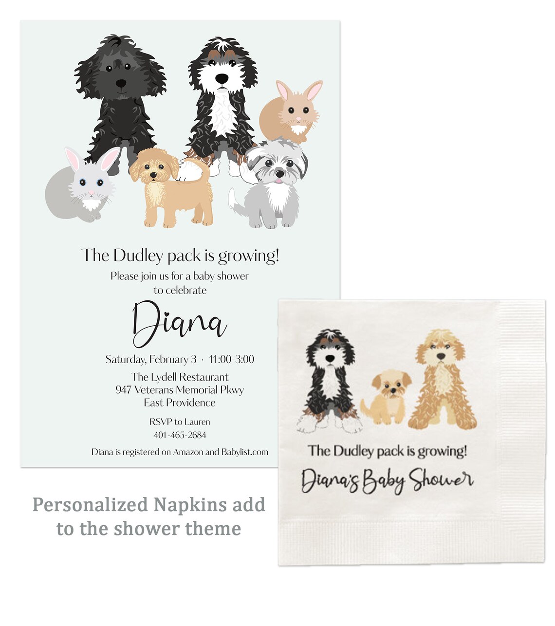 Puppy Baby Shower Personalized Napkins, 100 Personalized Baby Shower ...