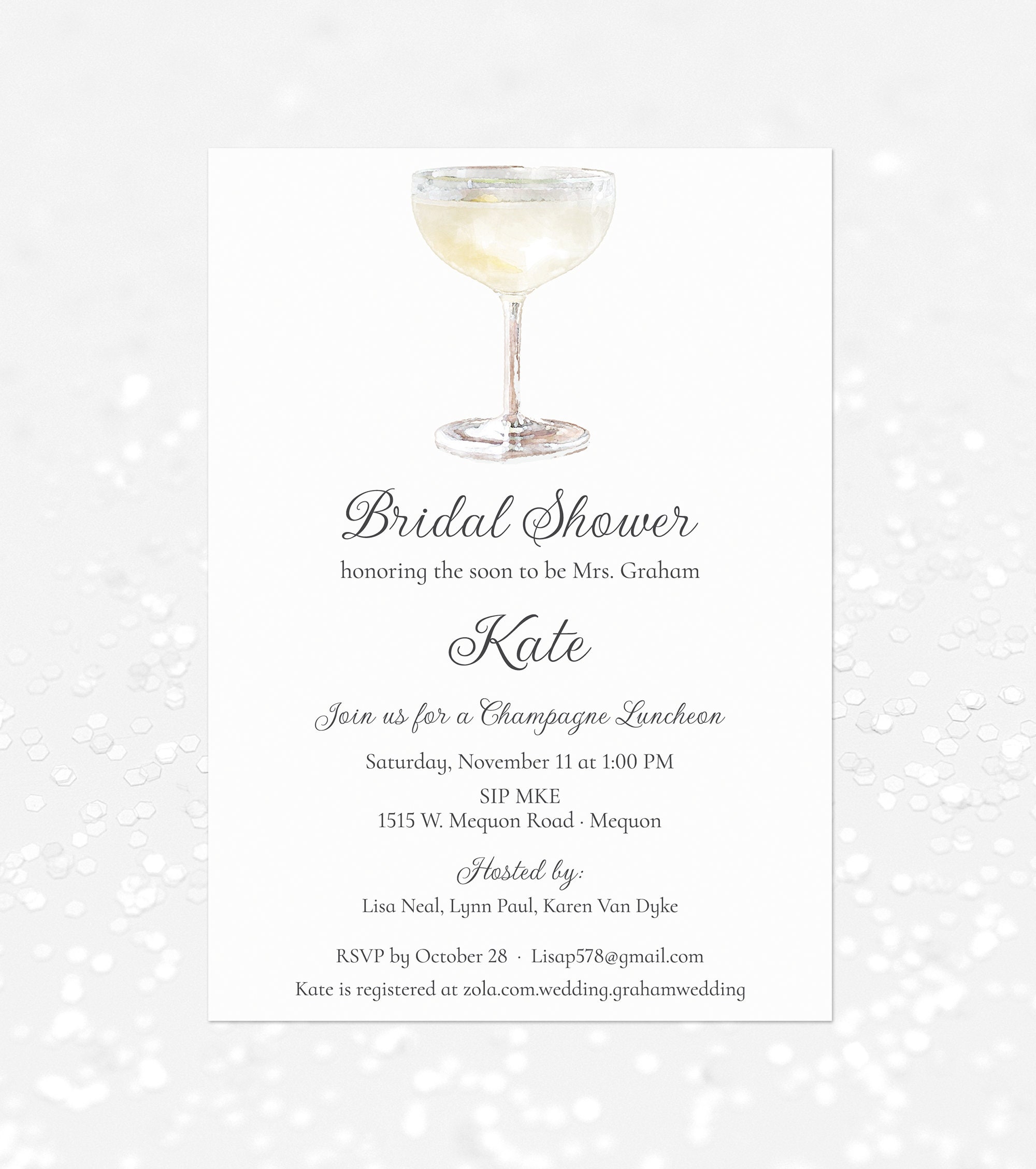 Champagne Bridal Shower Invitation, Champagne Luncheon, Champagne ...