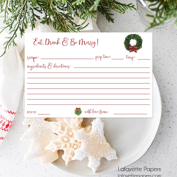 Holiday Recipe Cards - Etsy