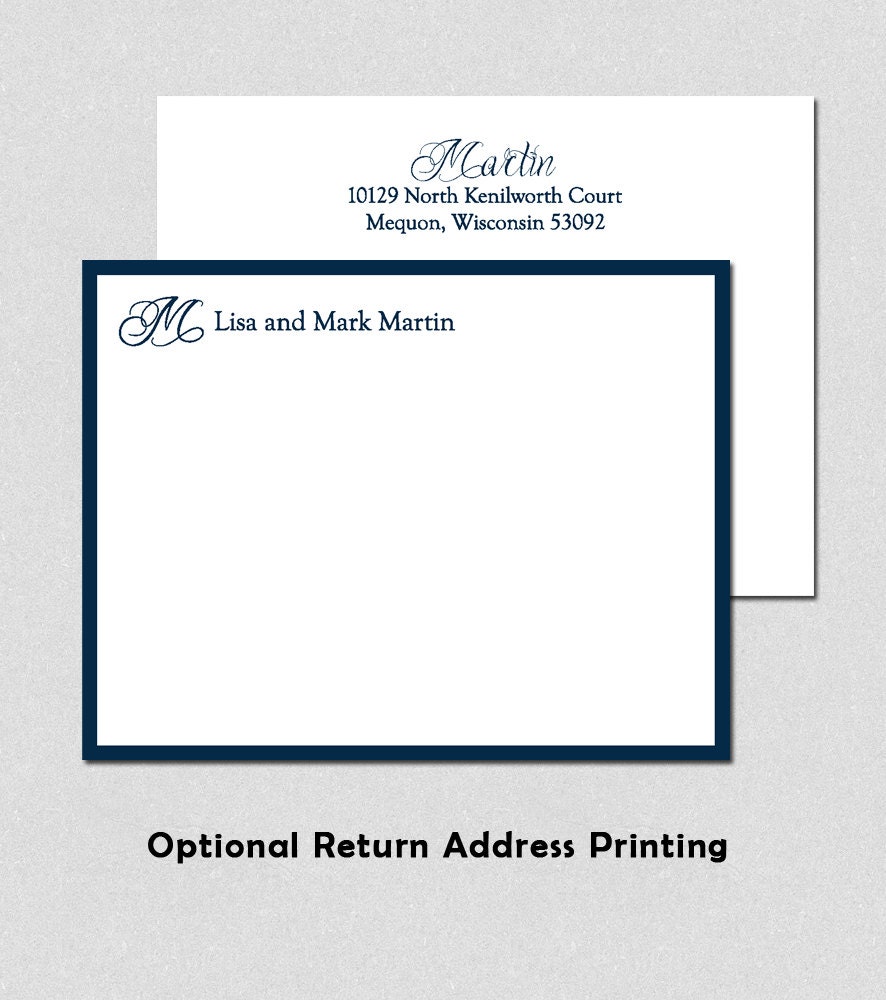 Initial Note Card Luxury Personalized Stationery Flat Note | Etsy