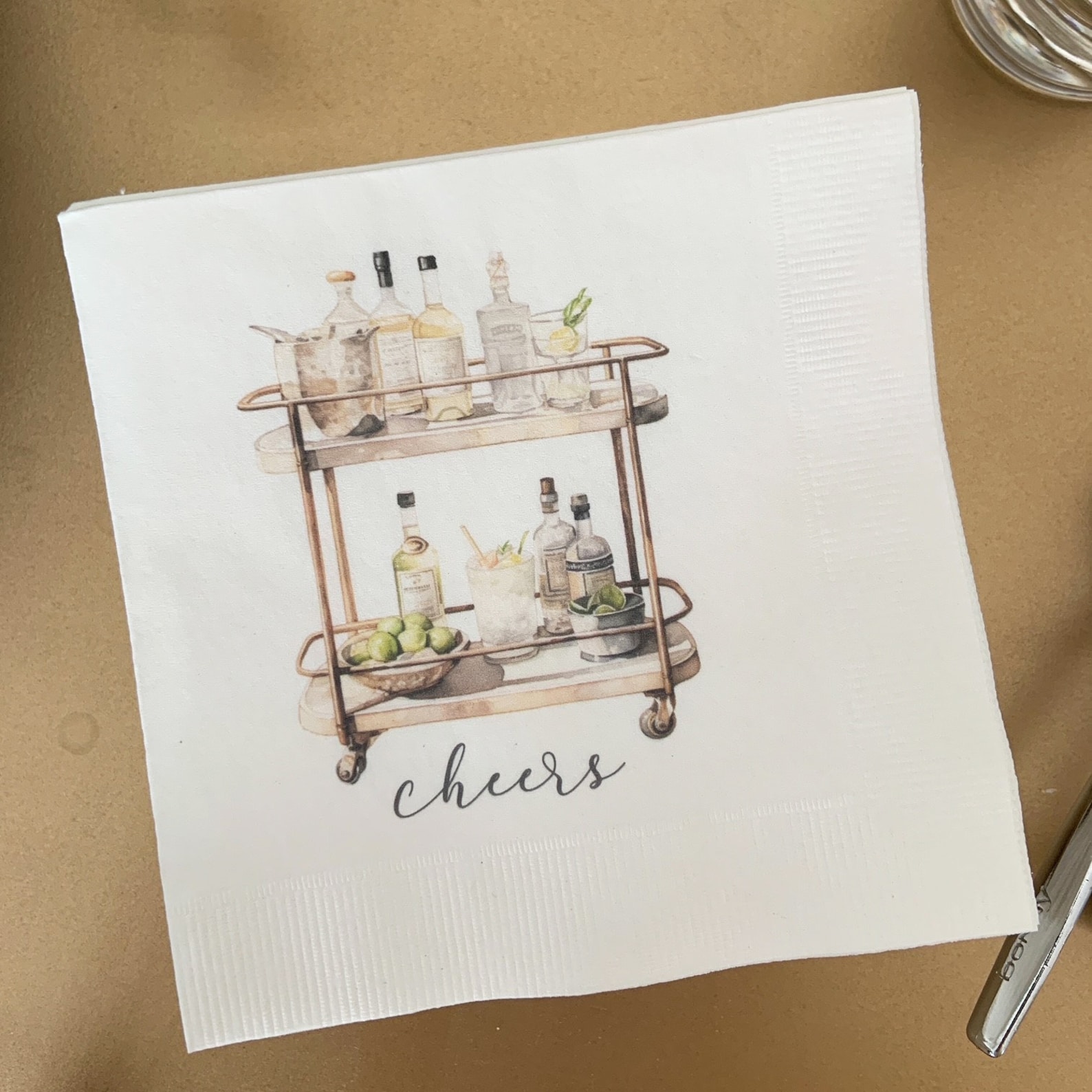 Stock the Bar Personalized Cocktail Napkins, Bar Cart Cocktail Napkins ...
