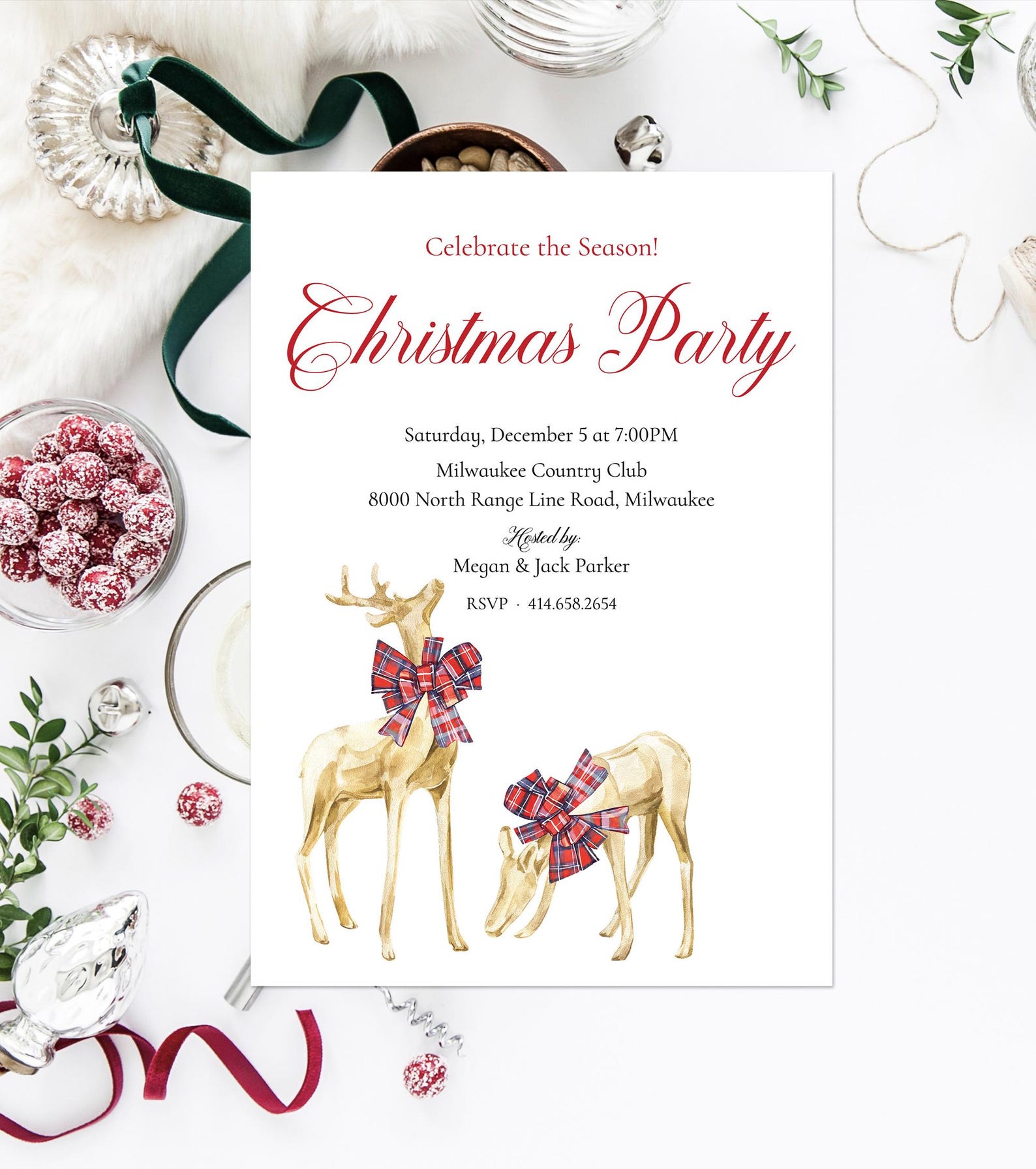 Holiday Party Invitation, Christmas Cocktail Party Invitation, Holiday ...