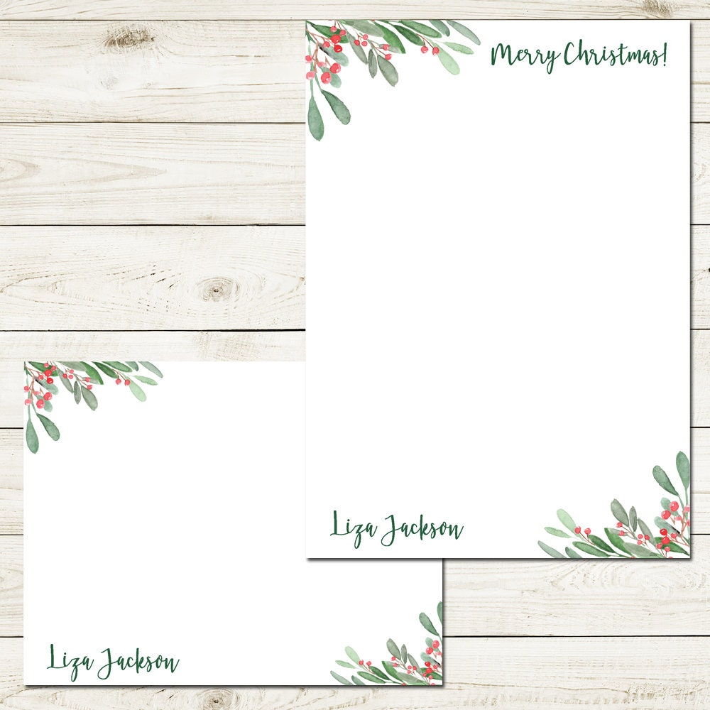 Holly Flat Note Card, Christmas Note Card, Christmas Gifts ...