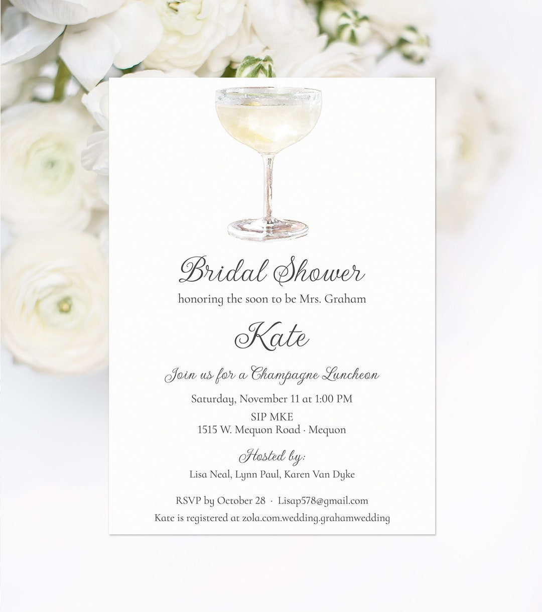 Champagne Bridal Shower Invitation, Champagne Luncheon, Champagne ...