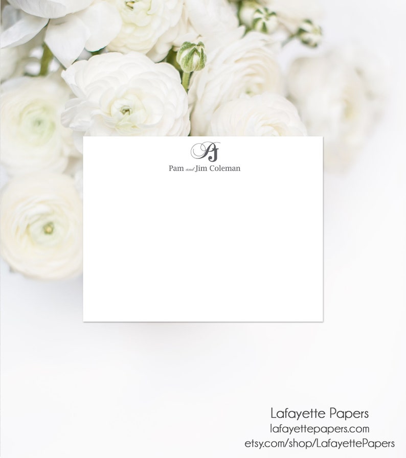 Couples Note Cards With Interlocking Initials and Names, Couples Thank ...
